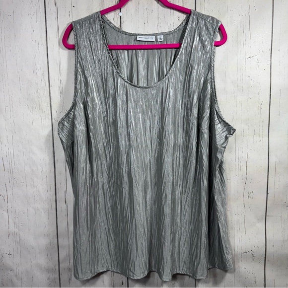 Susan Graver | Tops | Susan Graver Tunic Top Silver Pleated Metallic ...